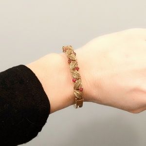 Vintage | Jewelry | Vintage Gold Ruby Bangle Bracelet | Poshmark